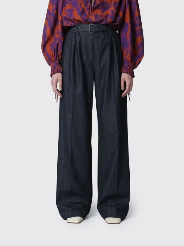 Dries Van Noten Denim Palazzo Trousers - Blue