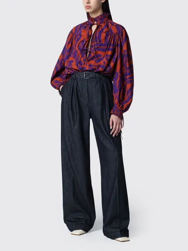 Dries Van Noten Denim Palazzo Trousers - Blue