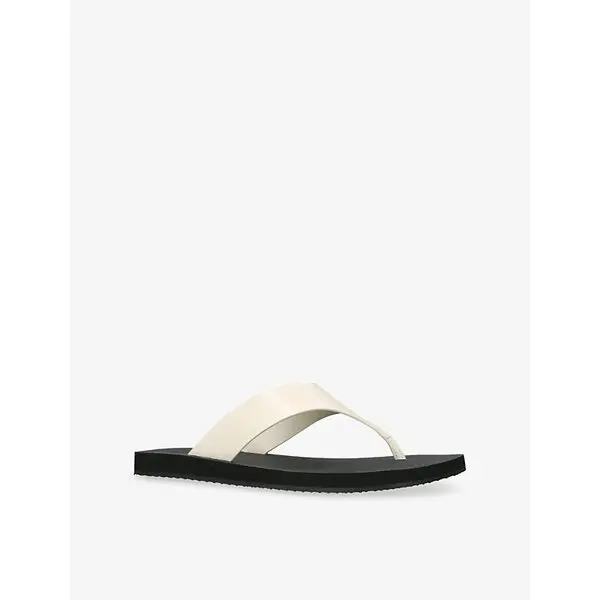 THE ROW Classic Ginza Leather Sandals - White/blk