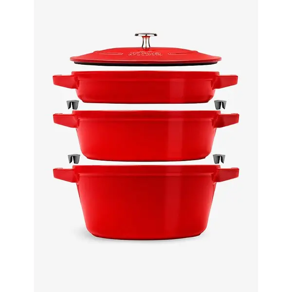 STAUB Stackable Cast-iron Set Of Four With Lid
