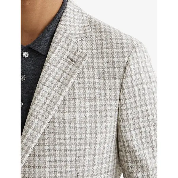 REISS Canty Houndstooth Single-breasted Stretch-woven Blazer