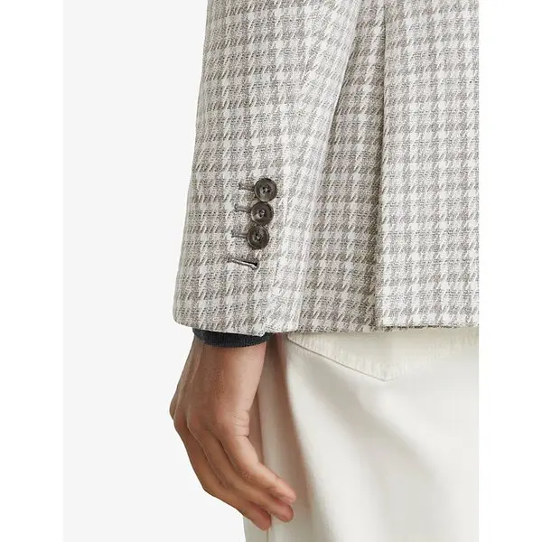 REISS Canty Houndstooth Single-breasted Stretch-woven Blazer