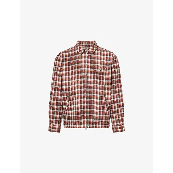 A BATHING APE Checked Zip-up Cotton Shirt