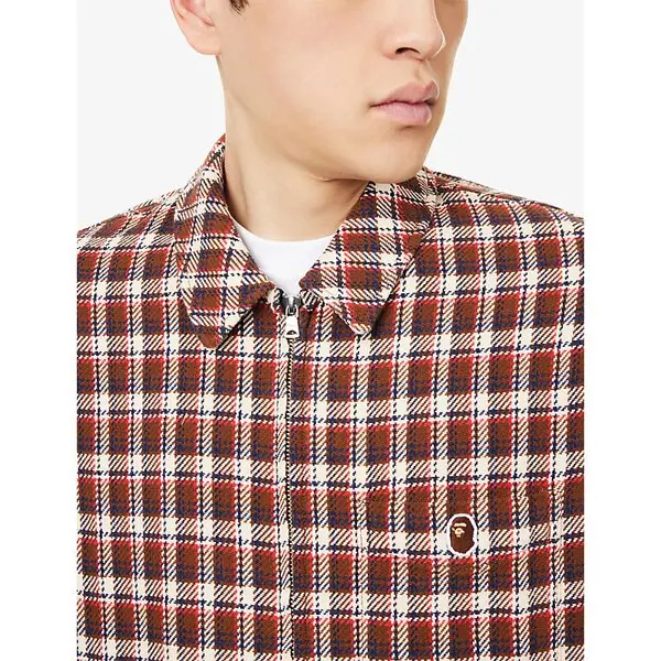 A BATHING APE Checked Zip-up Cotton Shirt