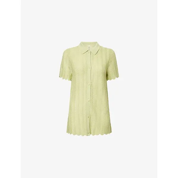 Devon Windsor Irene Open-knit Shirt - Matcha
