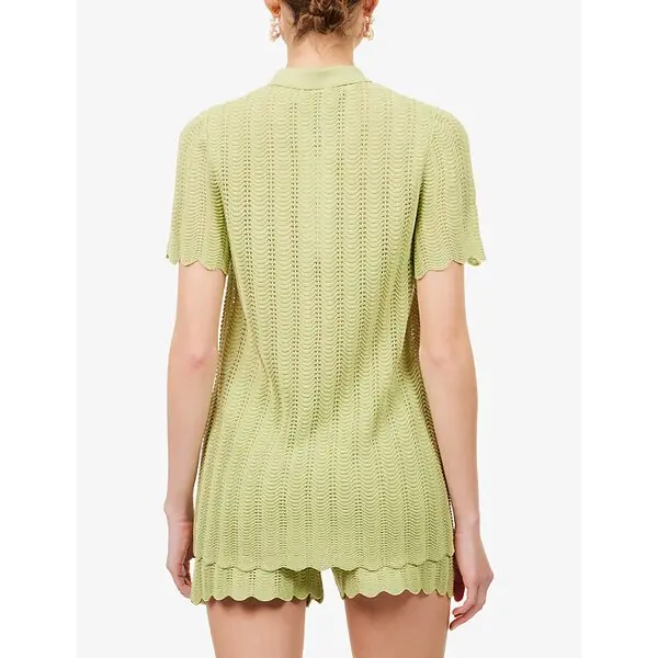Devon Windsor Irene Open-knit Shirt - Matcha