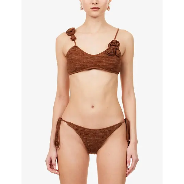 Devon Windsor Adrienne Crochet Bikini Top - Almond
