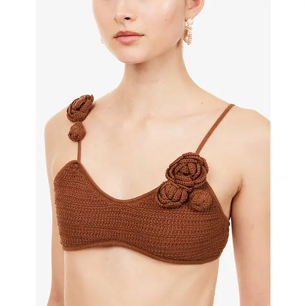 Devon Windsor Adrienne Crochet Bikini Top - Almond