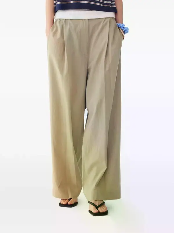 STUDIO TOMBOY Elasticated-waist Wide-leg Trousers - Neutrals