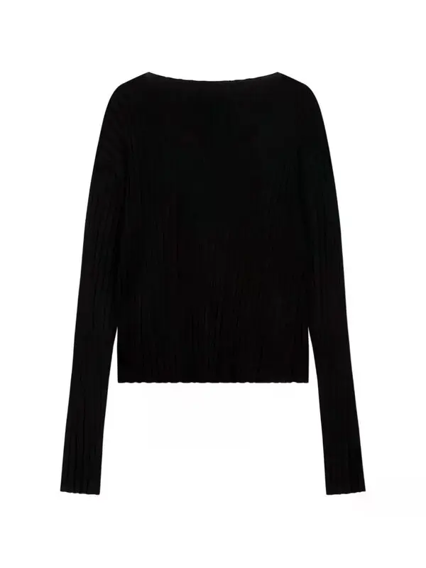 STUDIO TOMBOY Round-neck Ribbed Cardigan