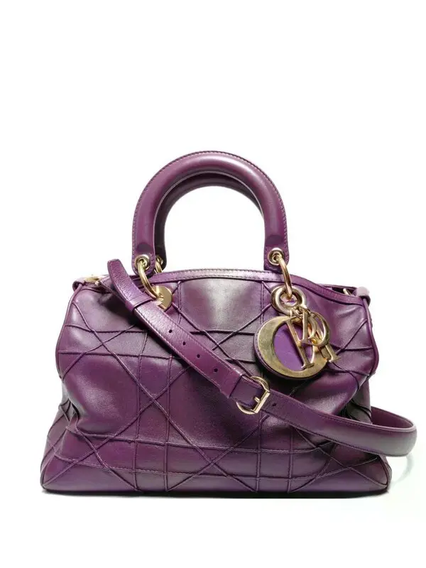 Dior 2009 Cannage Leather Tote Bag - Purple