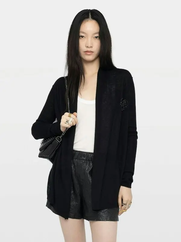 Zadig&Voltaire Robyn Cashmere Cardigan With Rhinestones - Black