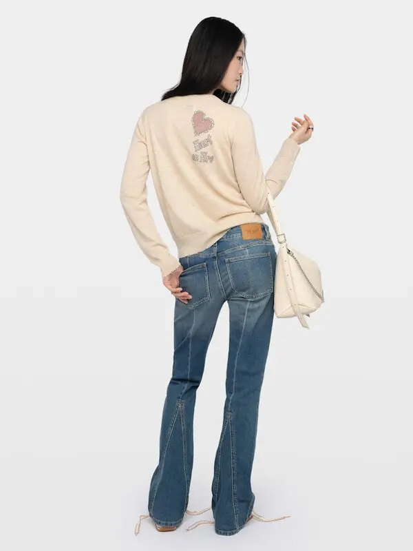 Zadig&Voltaire Miss Cashmere Sweater With Rhinestone Embellishment - Cream