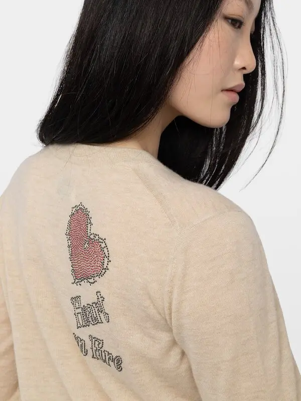 Zadig&Voltaire Miss Cashmere Sweater With Rhinestone Embellishment - Cream