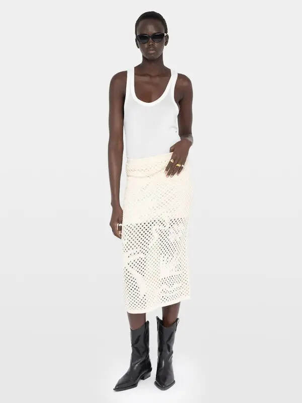 Zadig&Voltaire Cotton And Linen Crochet Jacquard Skirt - Ecru
