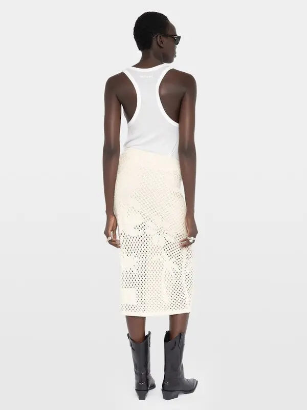 Zadig&Voltaire Cotton And Linen Crochet Jacquard Skirt - Ecru