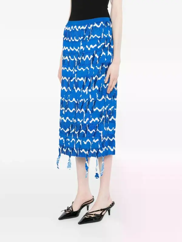 JNBY Pleated Fringed Skirt - Blue