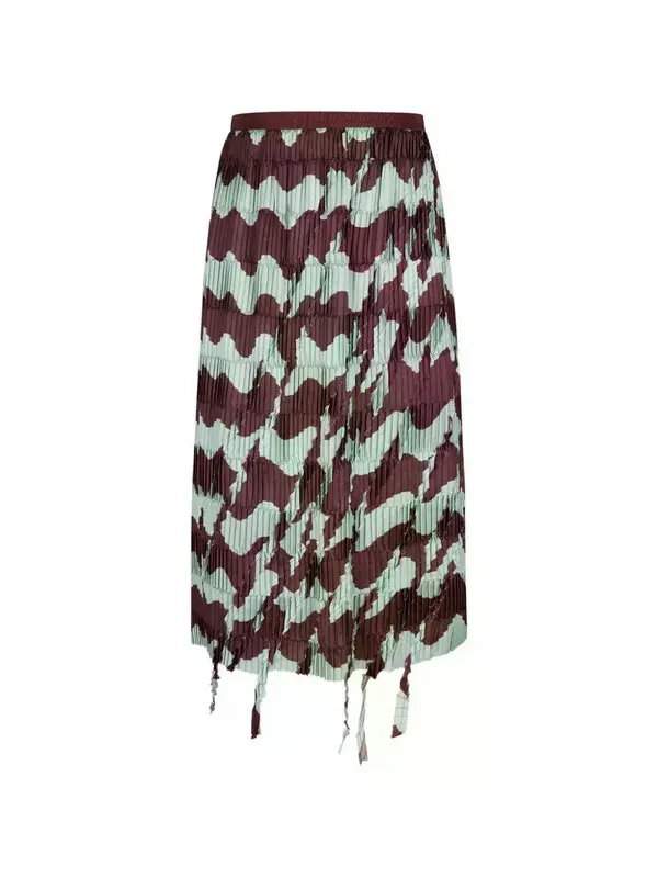 JNBY Striped Pleated Skirt With Fringed Detail - Brown
