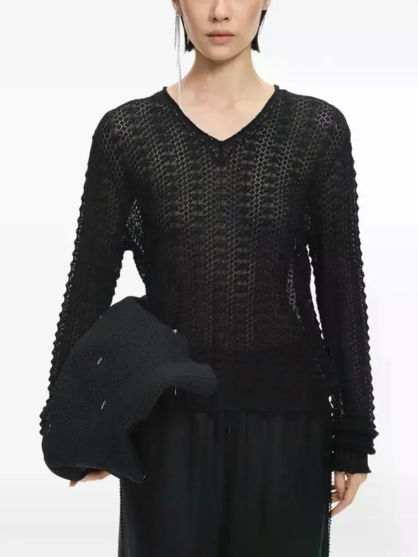 JNBY Gathered Hem V-neck Top - Black