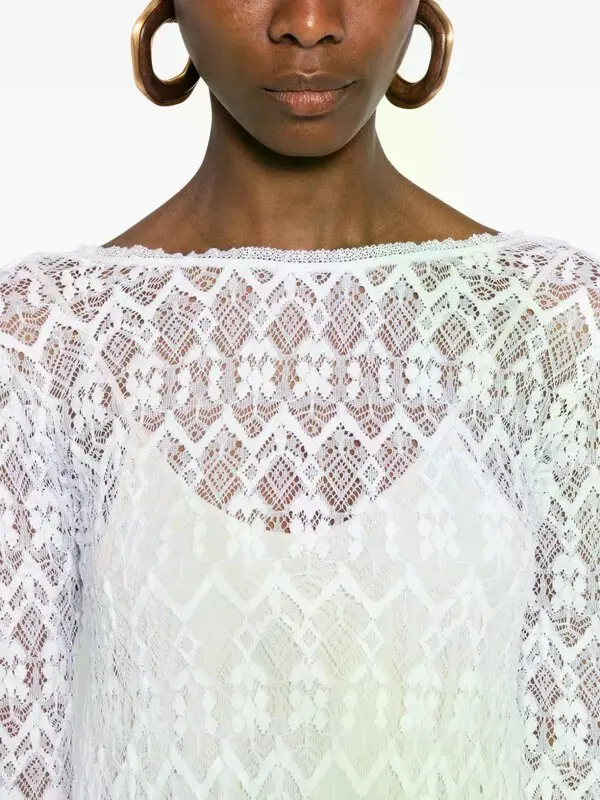 FORTE_FORTE Long-sleeved Lace Maxi Dress - White