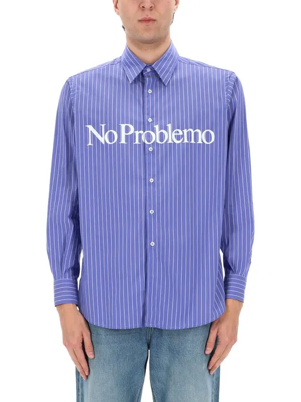 NO PROBLEMO Camicia Con Logo - Blue