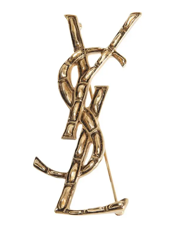 Saint Laurent Cassandre Crocodile Brooch - Gold
