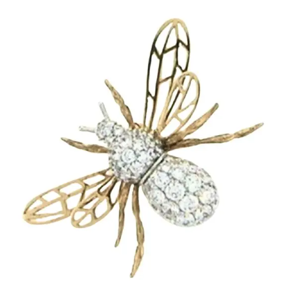 FANTASIA BY DESERIO Large Bee Brooch - White Gold Plated