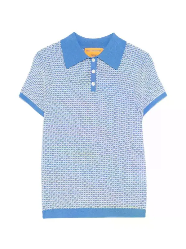 Guest In Residence Patterned Polo Shirt - Blue