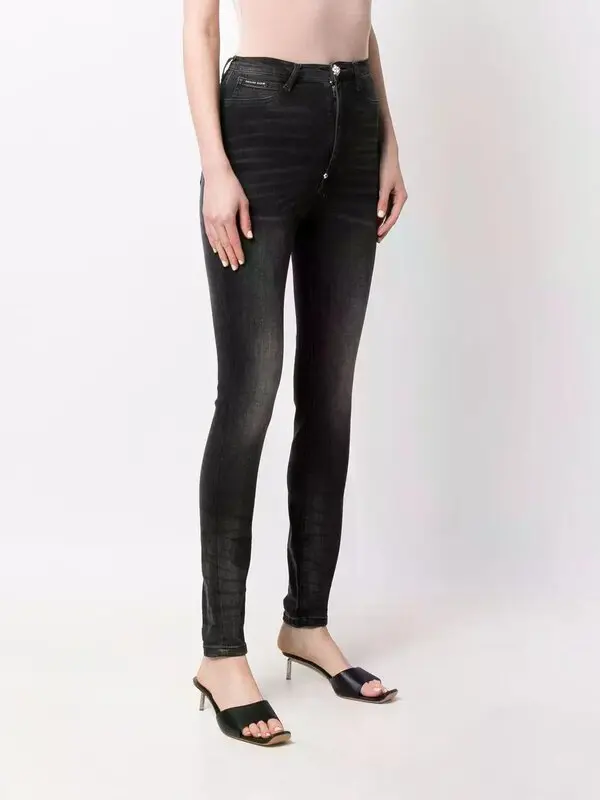Philipp Plein High-waisted Jeggings With Whiskering