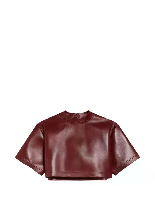 Balenciaga Short-sleeve Leather T-shirt - Red