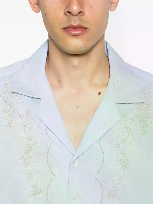 BAZISZT Mord Floral-embroidered Shirt