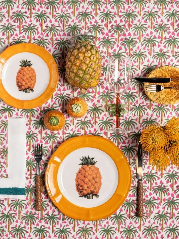LES-OTTOMANS Tropical Cotton Tablecloth - Multicolour