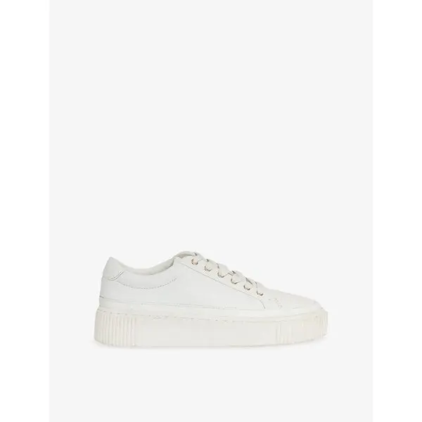 REISS Leanne Leather Trainers - White