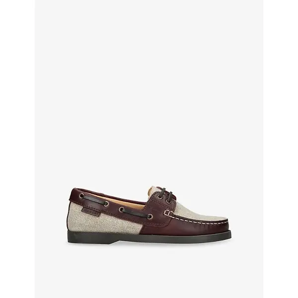 Manebí Leather And Canvas Boat Shoes - Brown/oth