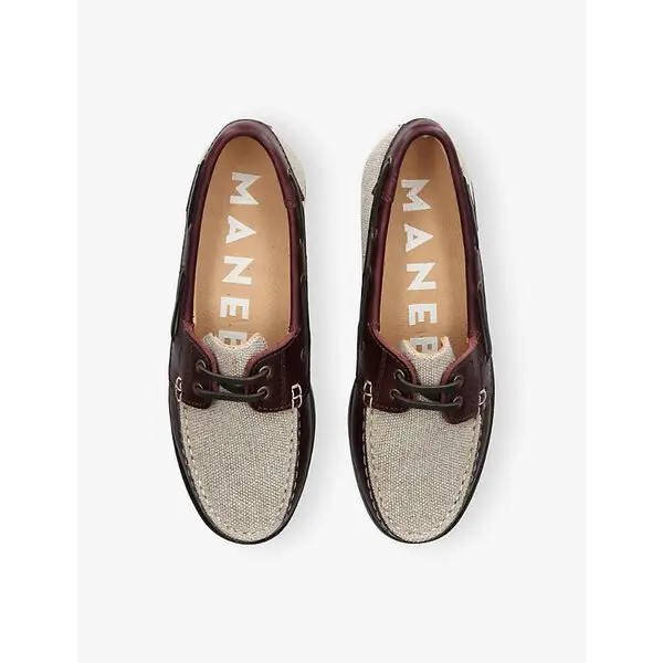 Manebí Leather And Canvas Boat Shoes - Brown/oth