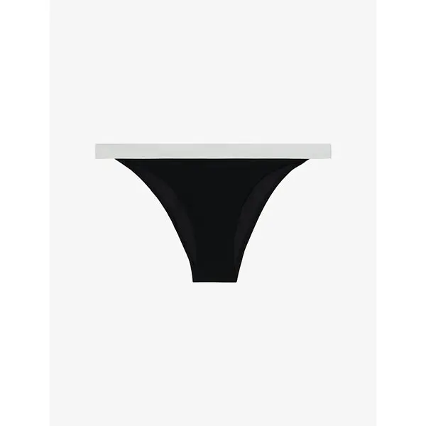 REISS Abby Color-block Bikini Bottom - Black Ivory