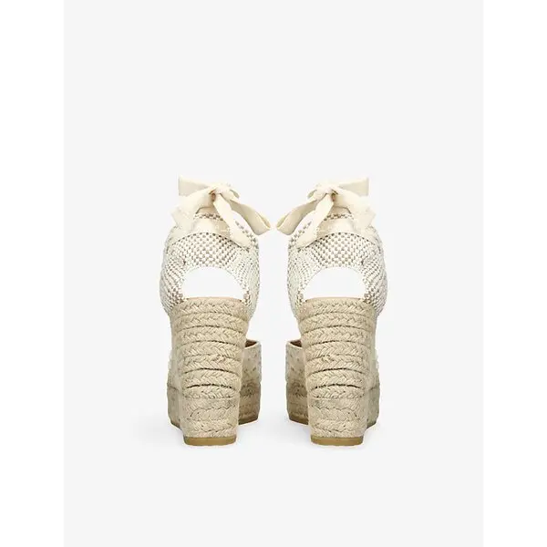Manebí Cut-out Wedge Espadrilles - Cream
