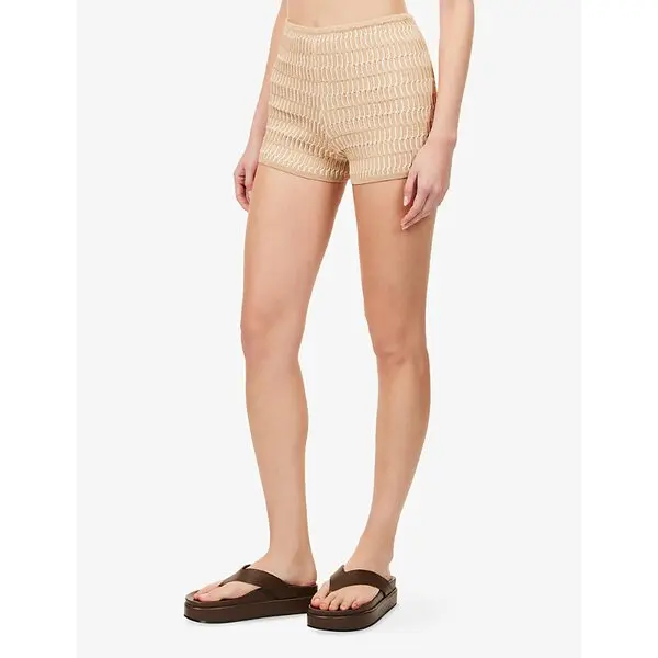 Devon Windsor Metallic Knit Shorts - Cashew