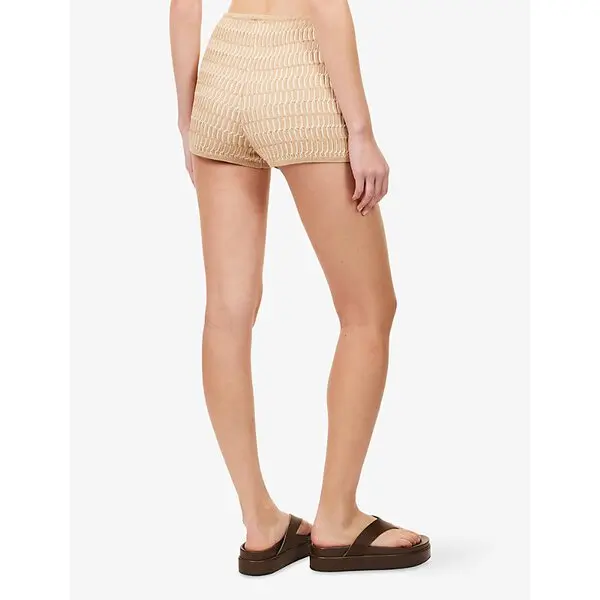 Devon Windsor Metallic Knit Shorts - Cashew