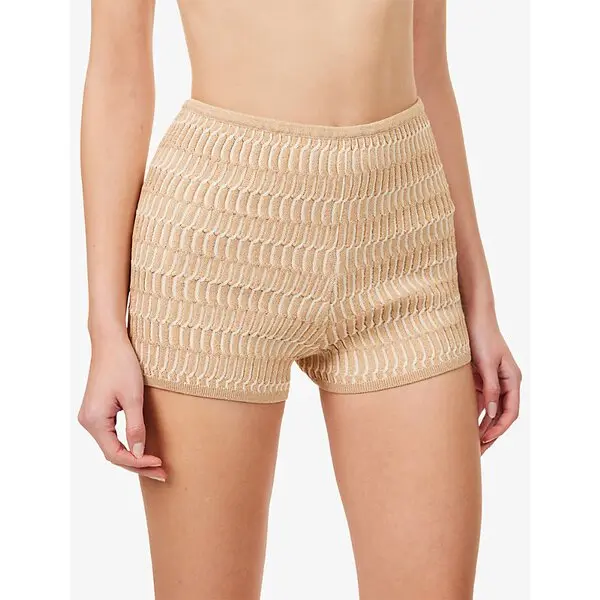 Devon Windsor Metallic Knit Shorts - Cashew