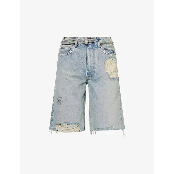 PALY HOLLYWOOD Belted Distressed Shorts - Denim