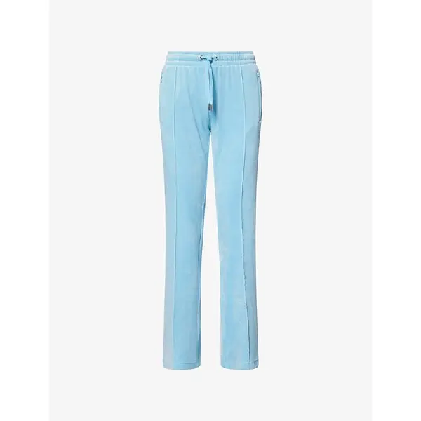 Juicy Couture Crystal-embellished Velour Jogging Bottoms - Sky Blue