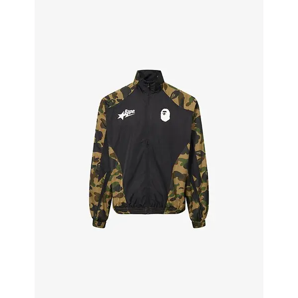 A BATHING APE Camo-print Funnel-neck Shell Jacket - Green