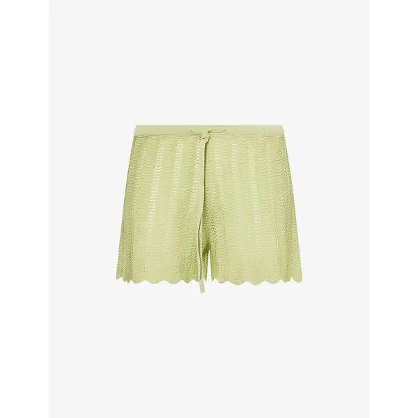 Devon Windsor Ivy Open-knit Shorts - Matcha