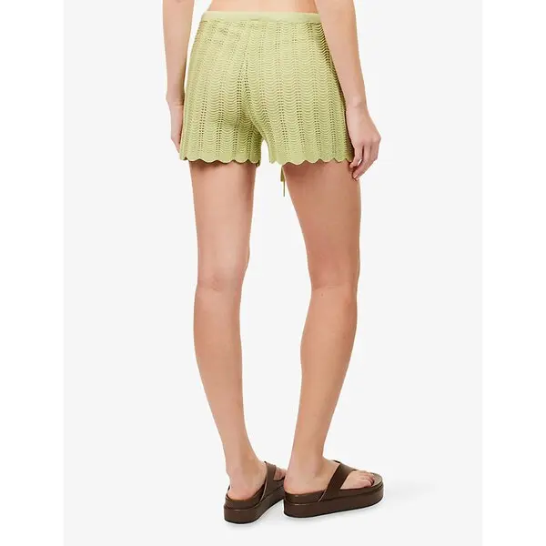 Devon Windsor Ivy Open-knit Shorts - Matcha