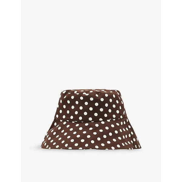 REISS Paloma Polka-dot Bucket Hat - Chocolate