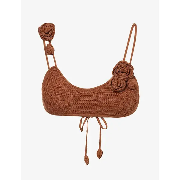 Devon Windsor Adrienne Crochet Bikini Top - Almond