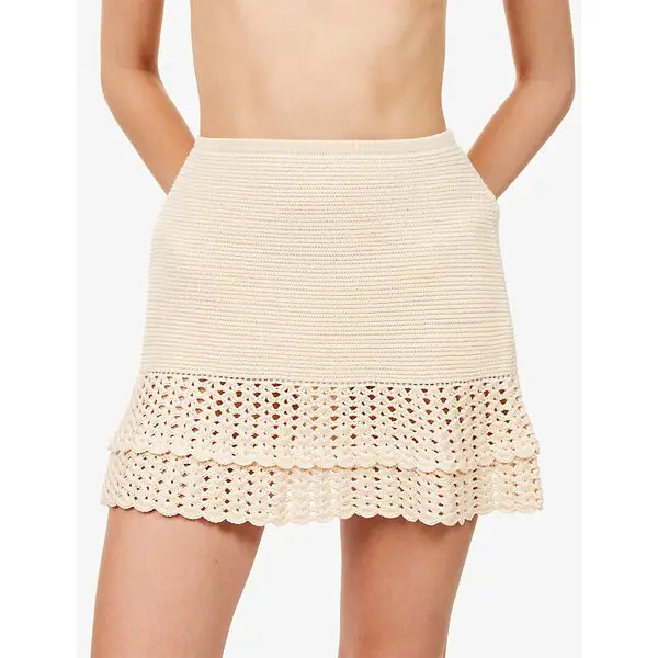 Devon Windsor Wrenn Crochet Mini Skirt - Vanilla