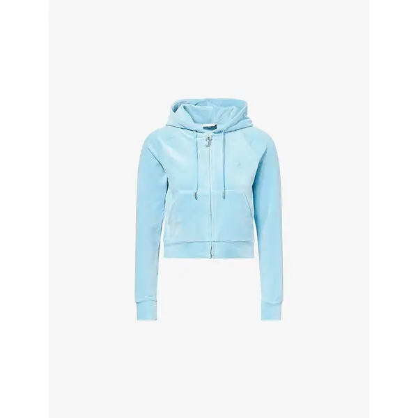 Juicy Couture Madison Crystal-logo Velour Hoody - Sky Blue