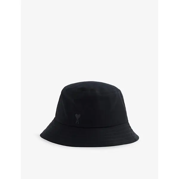 Ami Embroidered-logo Cotton Bucket Hat - Noir